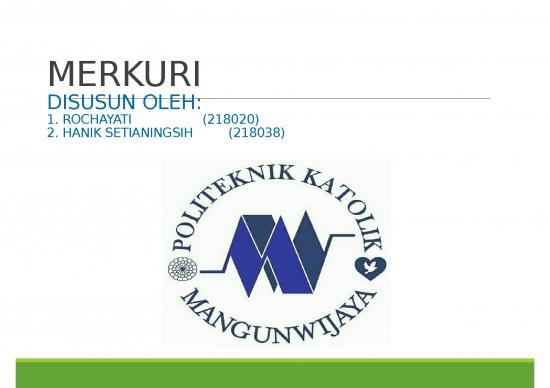 Senyawa Merkuri - Air Raksa Hg