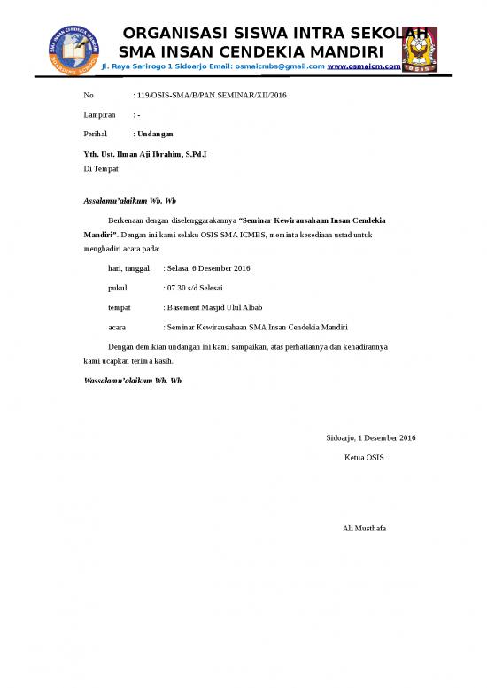 Surat Undangan Seminar Kewirausahaan