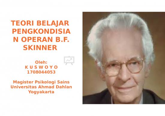 Teori Belajar Pengkondisian Operan Bf Skinner