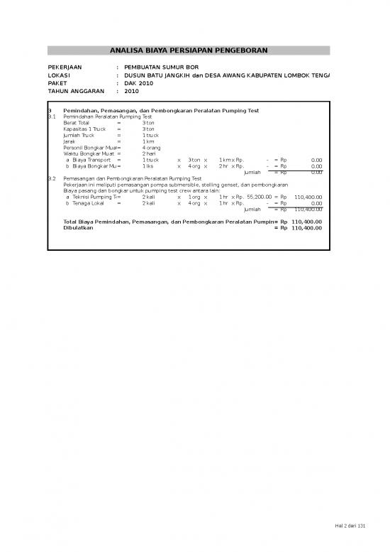 Contoh Rab - Rab Pembangunan Fasilitas Air Minum Barabali