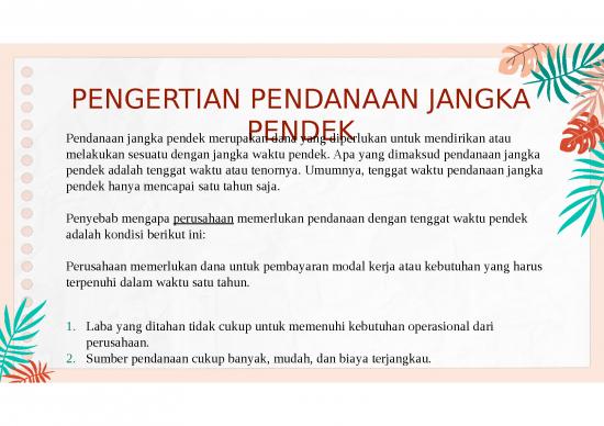 Struktur Pendanaan Jangka Pendek