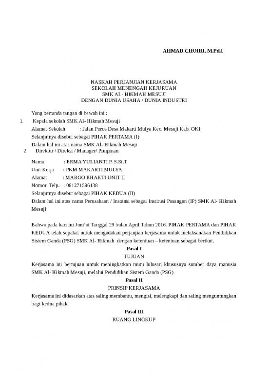 Contoh Surat Mou Sekolah 2