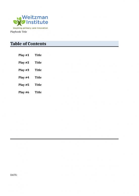 Playbook Template | Playbook Template 1