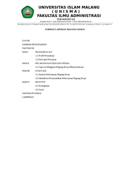 Laporan Magang Id 26914 | Format Laporan Magang Kerja
