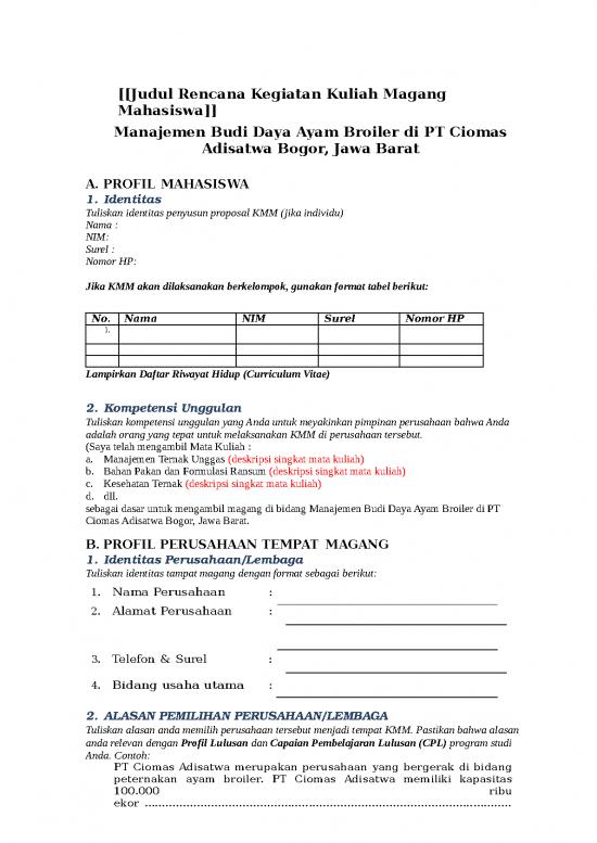 Presentasi Usaha 27909 | Format Proposal Magang D3 Budi Daya Ternak