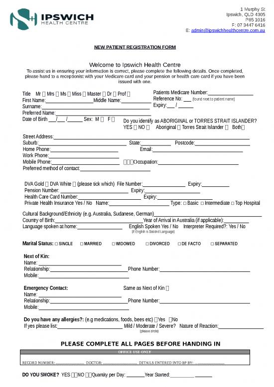 Work Spreadsheet 29000 | New Patient Details