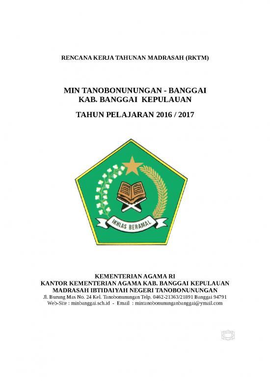 Rencana Kerja Tahunan Madrasah