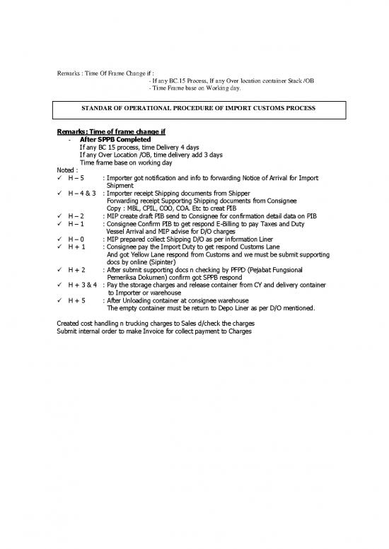 Customs Clearance Import Id 27785 | Flow Chart Yellow Lane Sea Import
