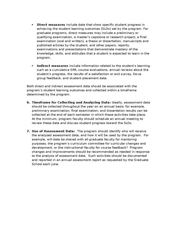 Exercise Spreadsheet 28401 | Graduate Assessment Plan Template