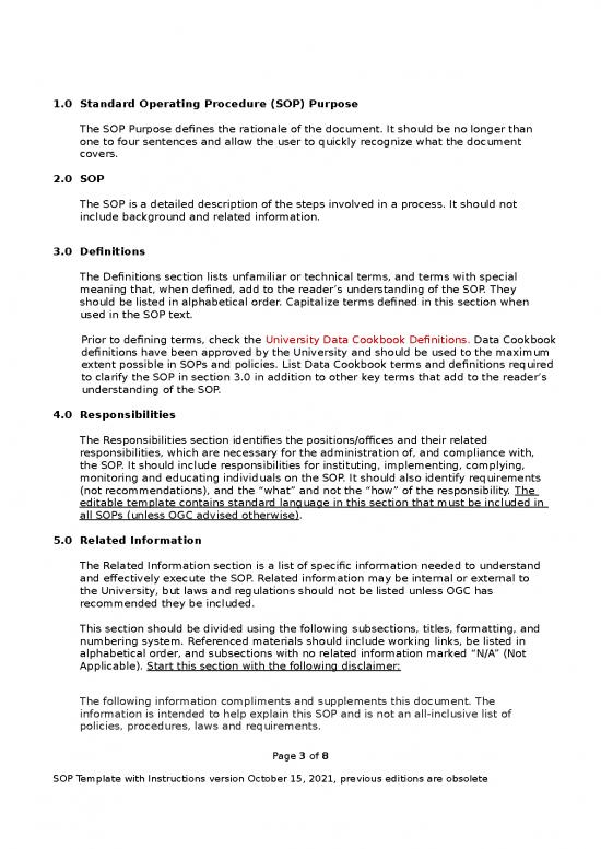 Sop Template 2021 On Website