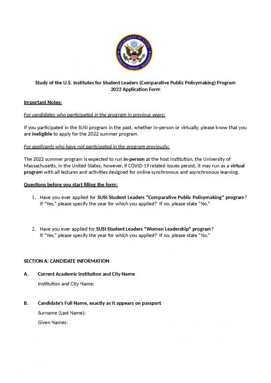 2022 Susi Application Form Final