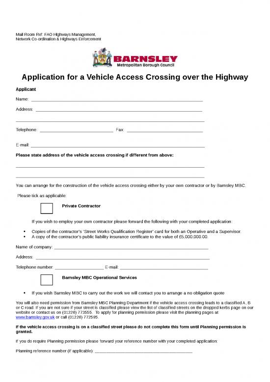 Certificate Word Format 29299 | Application For Vehicle Access Crossing ...