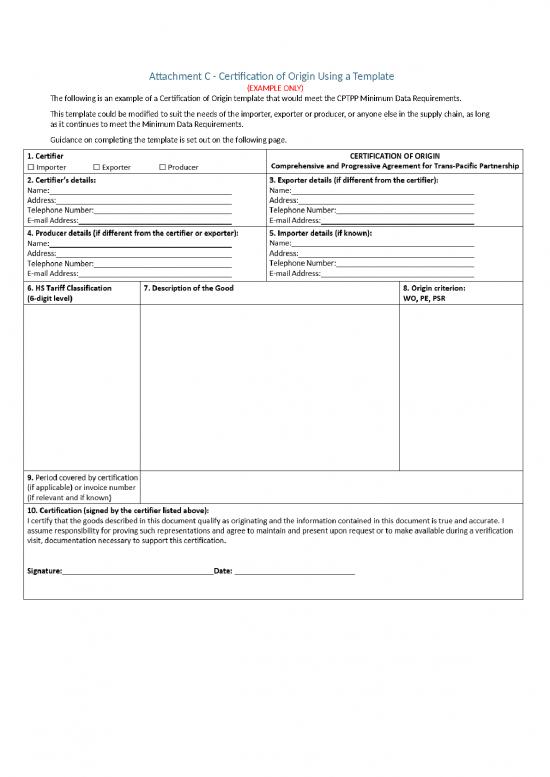 Certification Format Word 30190 Attachment C Guide To Using Cptpp