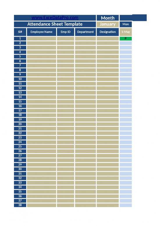 Excel Sheet Download 30789 | Employee Attendance Sheet
