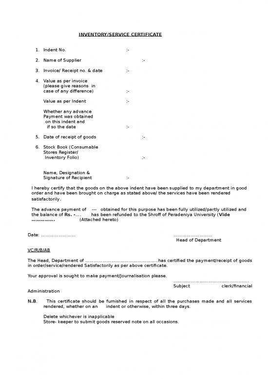 Certificate Word Format 30123 | Inventory Service Certificate