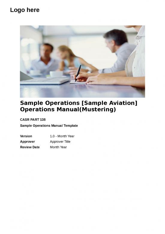 Part 138 Sample Operations Manual Template Mustering