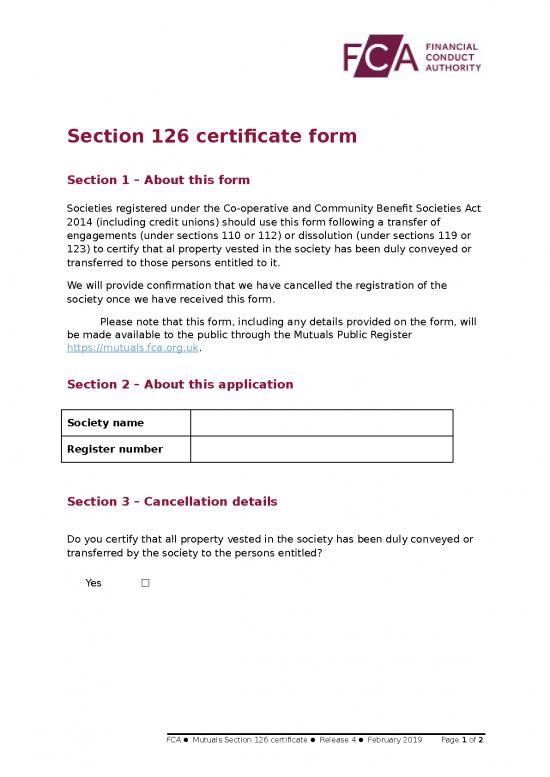 Certificate Word Format 30208 | Section 126 Certificate