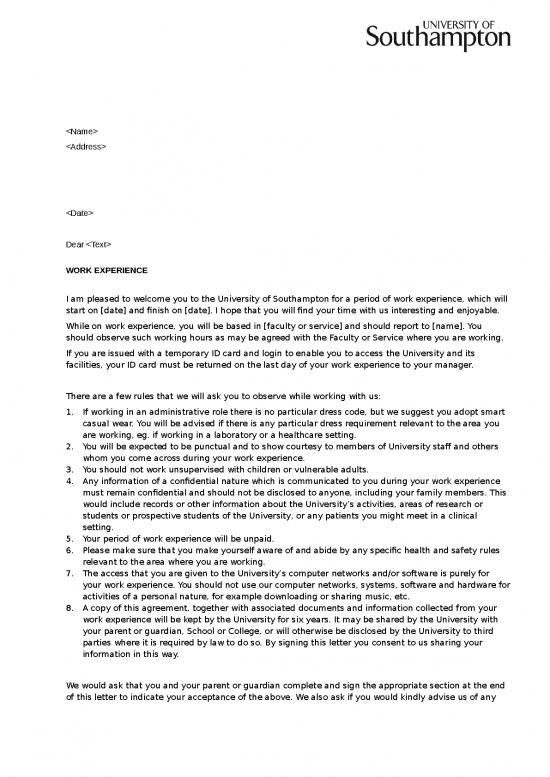 Work Spreadsheet 31431 | Template Work Experience Acceptance Letter ...