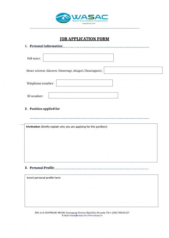 Wasac App Form