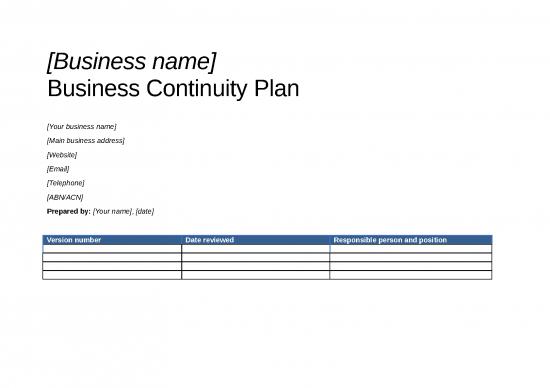 Contoh Presentasi Business Plan 29911 | Business Continuity Plan Template