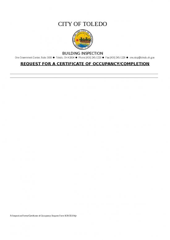 Certificate Word Format 30091 | Certificate Of Occupancy Request Form