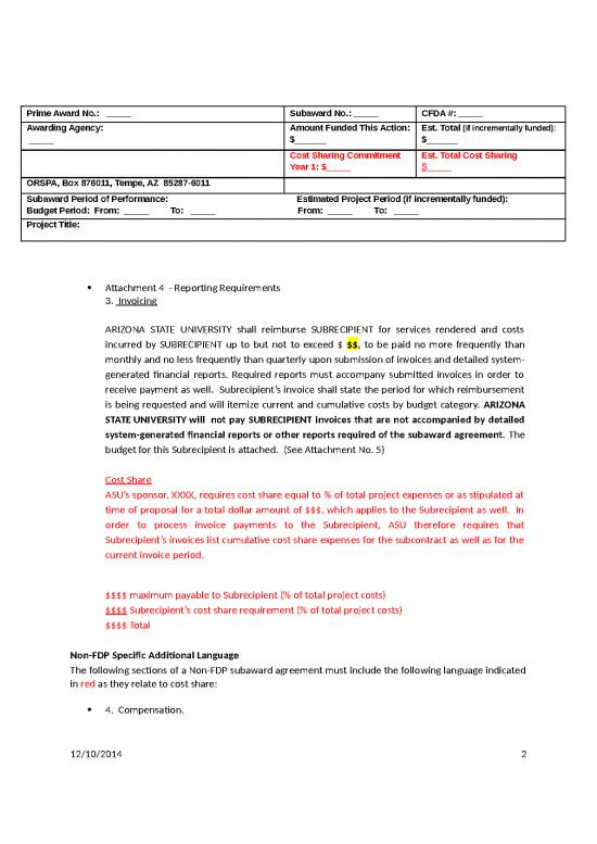 Ms Word Award Template 30452 | Cost Share Guidance Document For ...