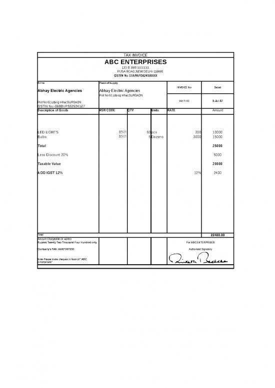 Excel Sheet Download 30738 | Gst Tax Invoice Format For Goods