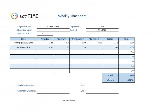 Excel Sheet Download 30981 | Weekly Timesheet With Tasks