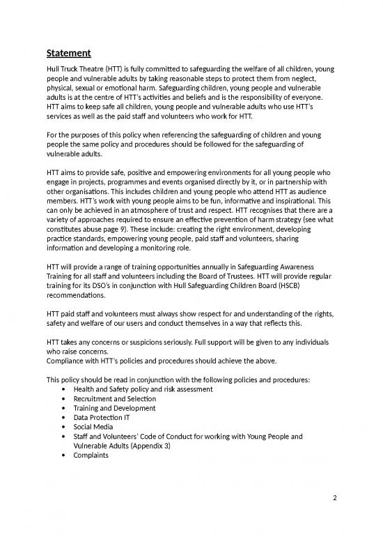 Doc 9a Htt Safeguarding Policy Updated March 2022