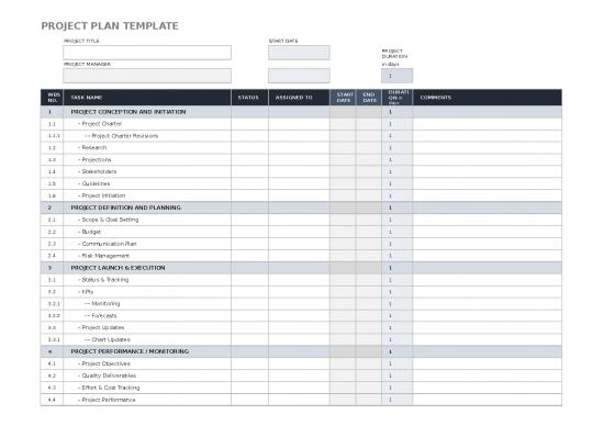 Excel Sheet Download 31240 | Ic Project Plan Template 8538 V1