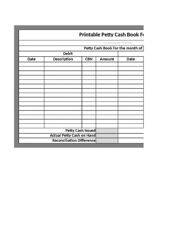 Excel Sheet Download 30876 | Petty Cash Book Excel Template