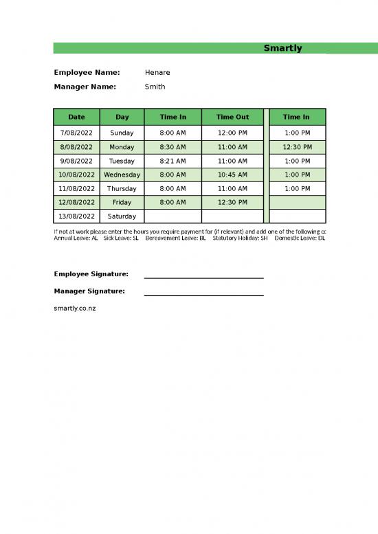 Excel Sheet Download 30930 | Smartly Weekly Timesheet Template Editable