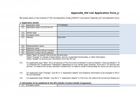 Excel Sample Sheet 33600 | Appendix Isv List Application Form J Gate0 V2