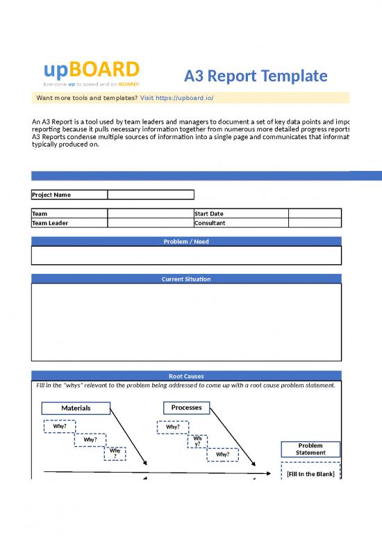 Free A3 Report Template Excel Download