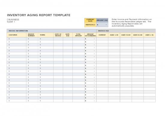 Inventory Excel Sheet 33068 | Ic Inventory Aging Report 11278