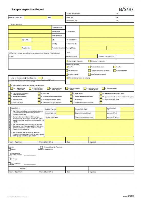 Excel Sample Sheet 32523 | Mcdoc02055294 Qm Sample Inspection Report