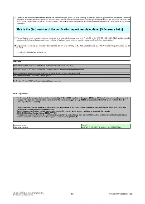 Excel Sample Sheet 33194 | Uk Ets Verification Report Template
