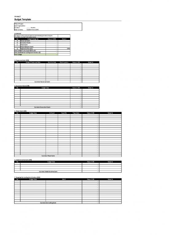 Spreadsheet For Expenses 33209 | Annex 2 Budget Template