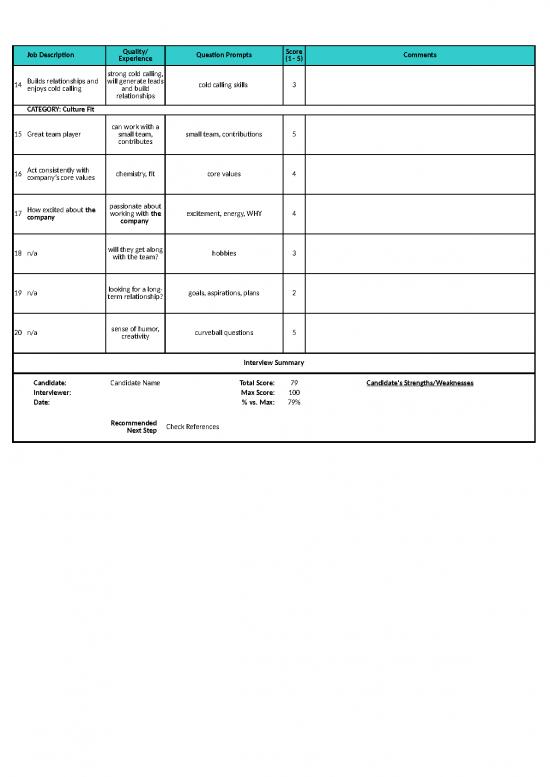 Sales Template Excel Free Download 32377 | Candidate Scorecard And ...