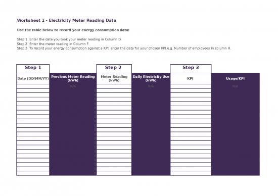 Energy Usage Tracking Spreadsheet