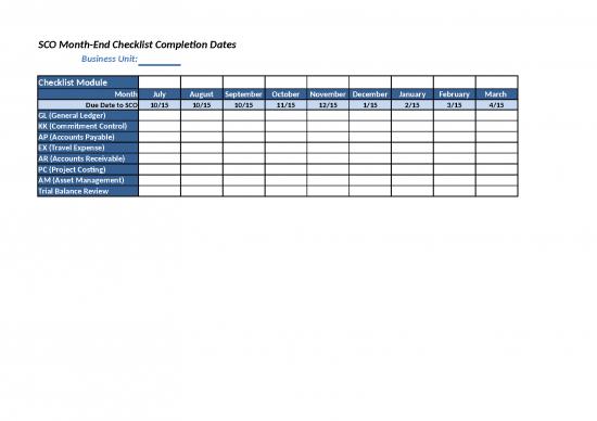 Download Form Excel 32412 | Sco Monthly Checklist