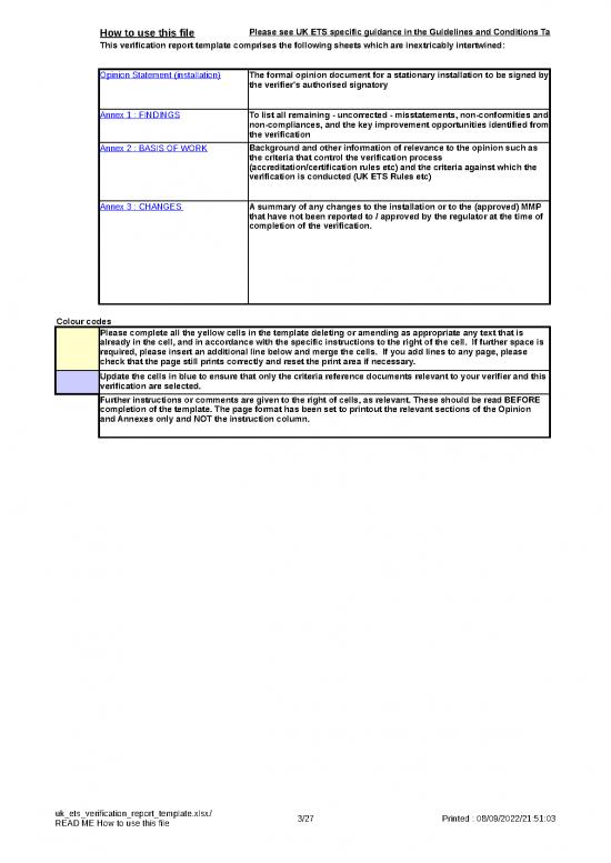 Excel Sample Sheet 33194 | Uk Ets Verification Report Template