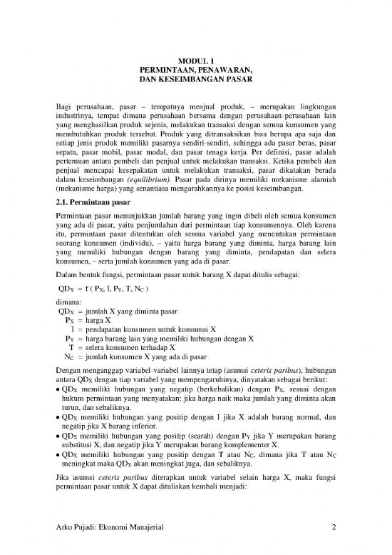 Ekonomi Pdf 38749 | Ekonomi Manajerial Modul 1 Permintaan, Penawaran, Dan Keseimbangan Pasar
