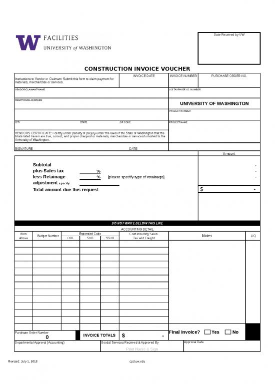 Excel Construction Company 40136 | Public Works Invoice Template
