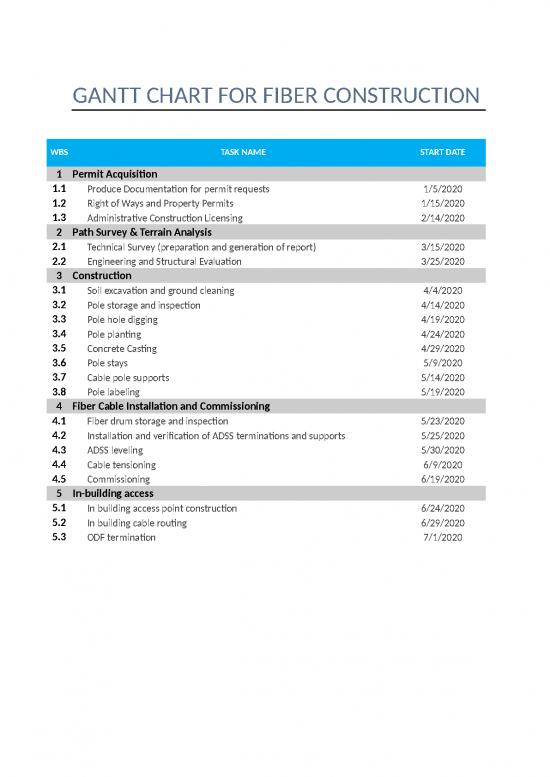 Free Excel Construction Templates 40090 | Fiber Construction Gantt ...