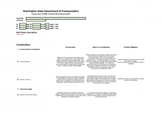 Construction Template Excel 40206 | Lump Sum Traffic Control Risk ...
