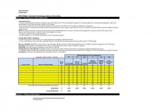 Contractor Excel Template 41218 | Form H Cost Proposal Worksheet