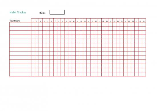 Excel Sample Sheet 41358 | Habit Tracker Template