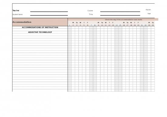 Sample Accommodations Tracker Excel Mansfield