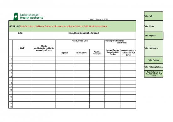 Excel Sample Sheet 41812 | Sha 0112 Covid 19 Antigen Test Daily Log